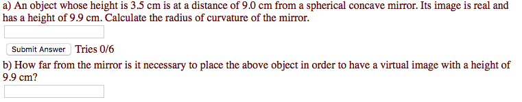 Solved a) An object whose height is 3.5 cm is at a distance | Chegg.com
