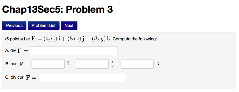 Solved Chap13Sec5: Problem 3 Previous Problem List Next (5 | Chegg.com