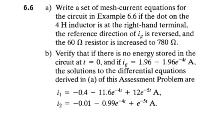 Write a set of mesh-current equations for the circuit | Chegg.com