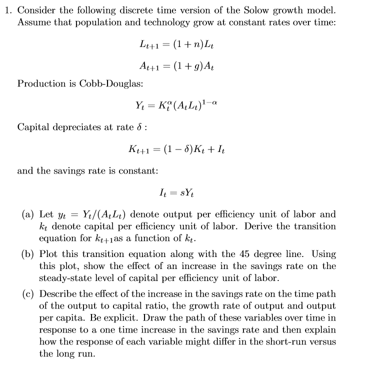 Solved Consider the following discrete time version of the | Chegg.com