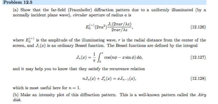 Solved Problem 12.5 (a) Show that the far-field (Fraunhofer) | Chegg.com
