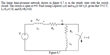Solved The linear time-invariant network shown in figure 6.7 | Chegg.com
