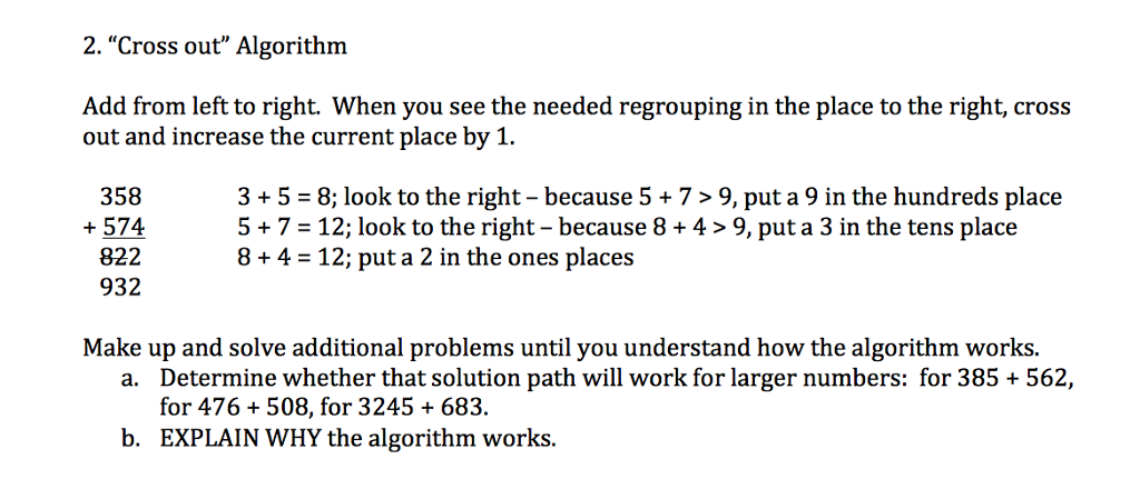 Solved 2. "Cross out" Algorithm Add from left to right. When | Chegg.com