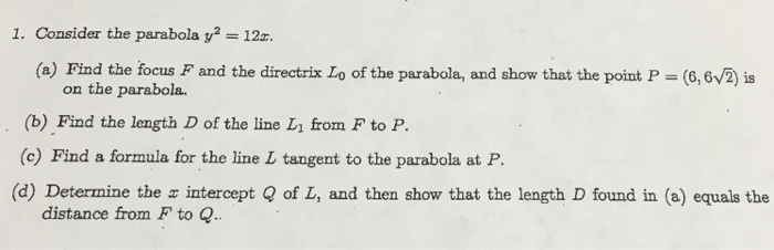 Solved Consider the parabola y^2 = 12x. (a) Find the focus | Chegg.com