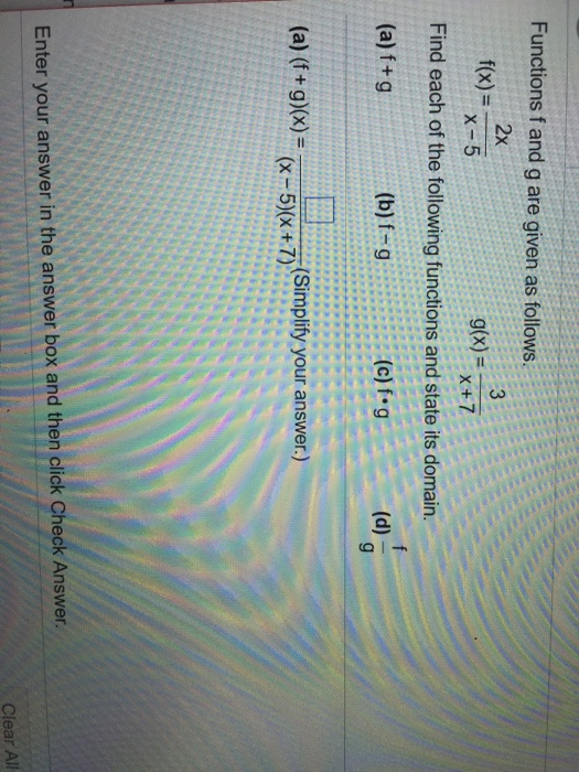 Solved Functions f and g are given as follows. f(x) = 2x/x | Chegg.com