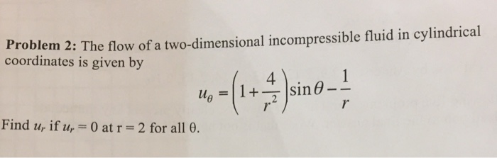 Solved The flow of a two-dimensional incompressible fluid in | Chegg.com