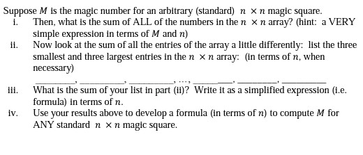 Suppose M is the magic number for an arbitrary | Chegg.com
