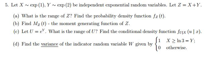 Let X ~ exp(1), Y ~ exp(2) be independent exponential | Chegg.com