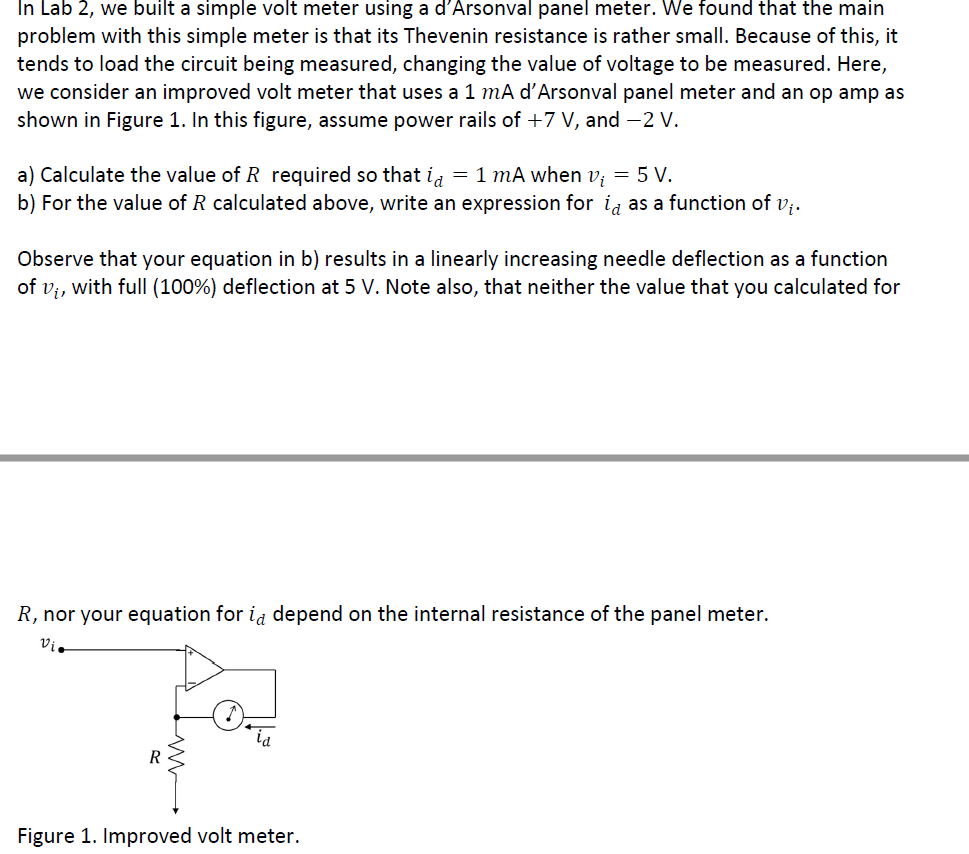 Solved In Lab 2, we built a simple volt meter using a | Chegg.com