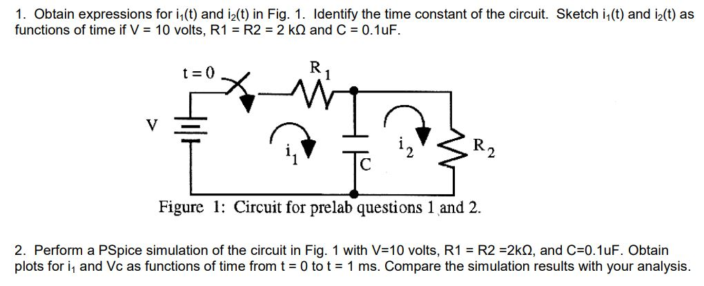 Solved 1. Obtain expressions for i1(t) and i2(t) in Fig. 1. | Chegg.com