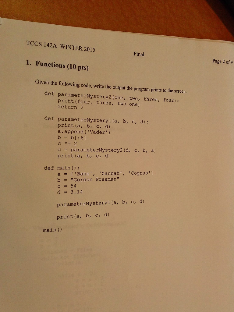 Solved Given The Following Code Write The Output The 