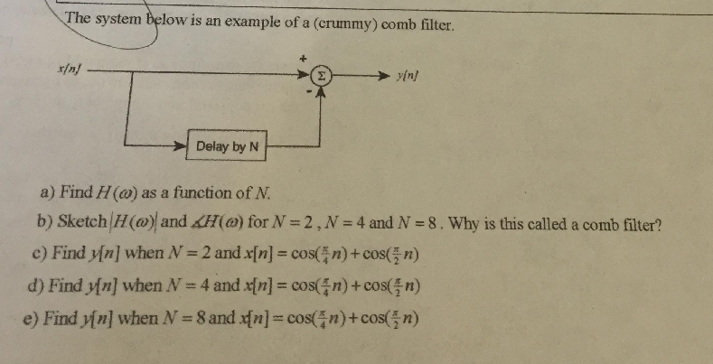 Solved The system below is an example of a (crummy) comb | Chegg.com