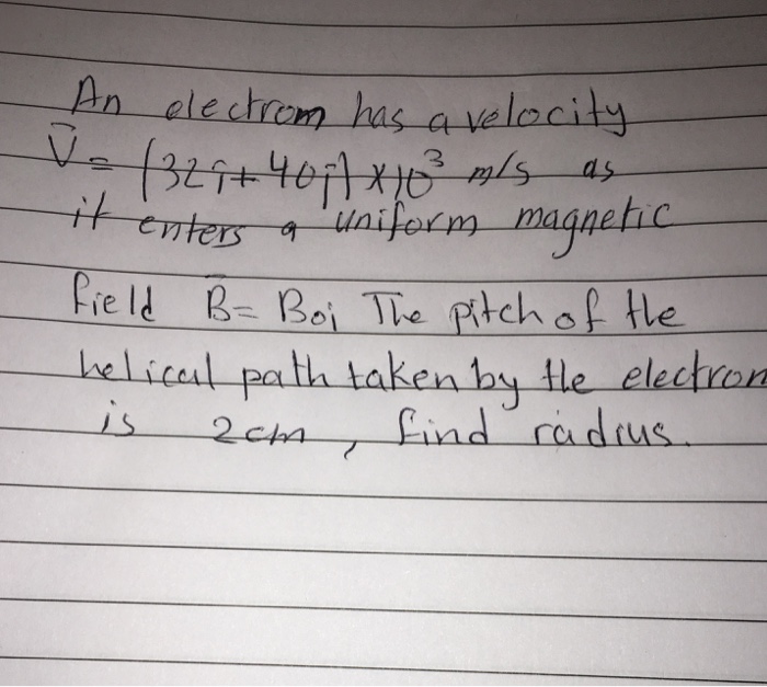 Solved An electron has a velocity V = (32i + 40i) times 10^3 | Chegg.com