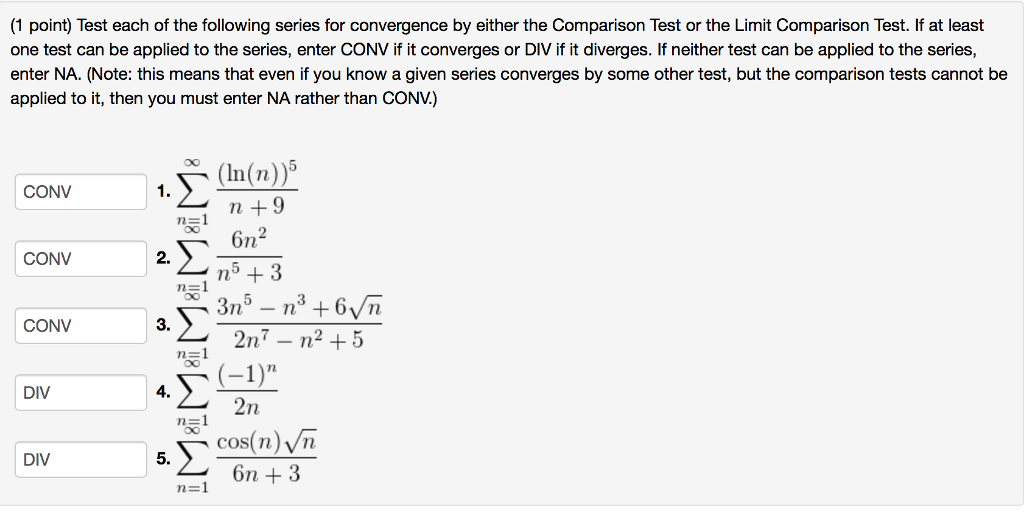 Solved Test each of the following series for convergence by | Chegg.com