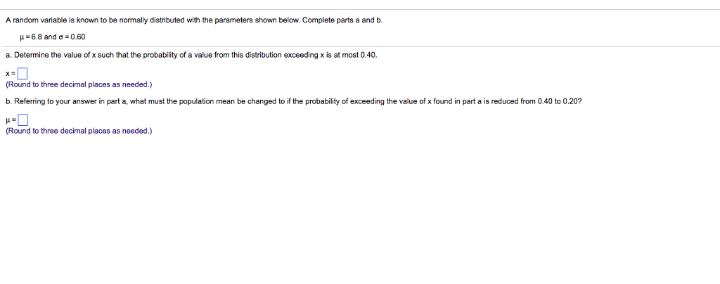 Solved A random variable is known to be normally distributed | Chegg.com