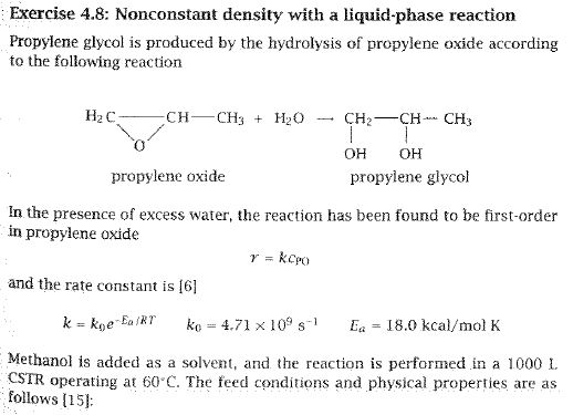 Exercise 4.8: Nonconstant density with a liquid-phase | Chegg.com