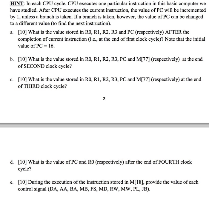 Solved 3. [50] Consider the simple computer and Instruction | Chegg.com