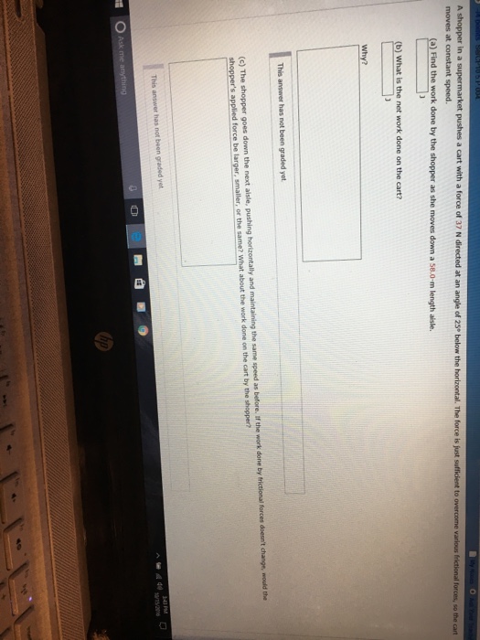 Solved A shopper in a supermarket pushes a cart with a force | Chegg.com