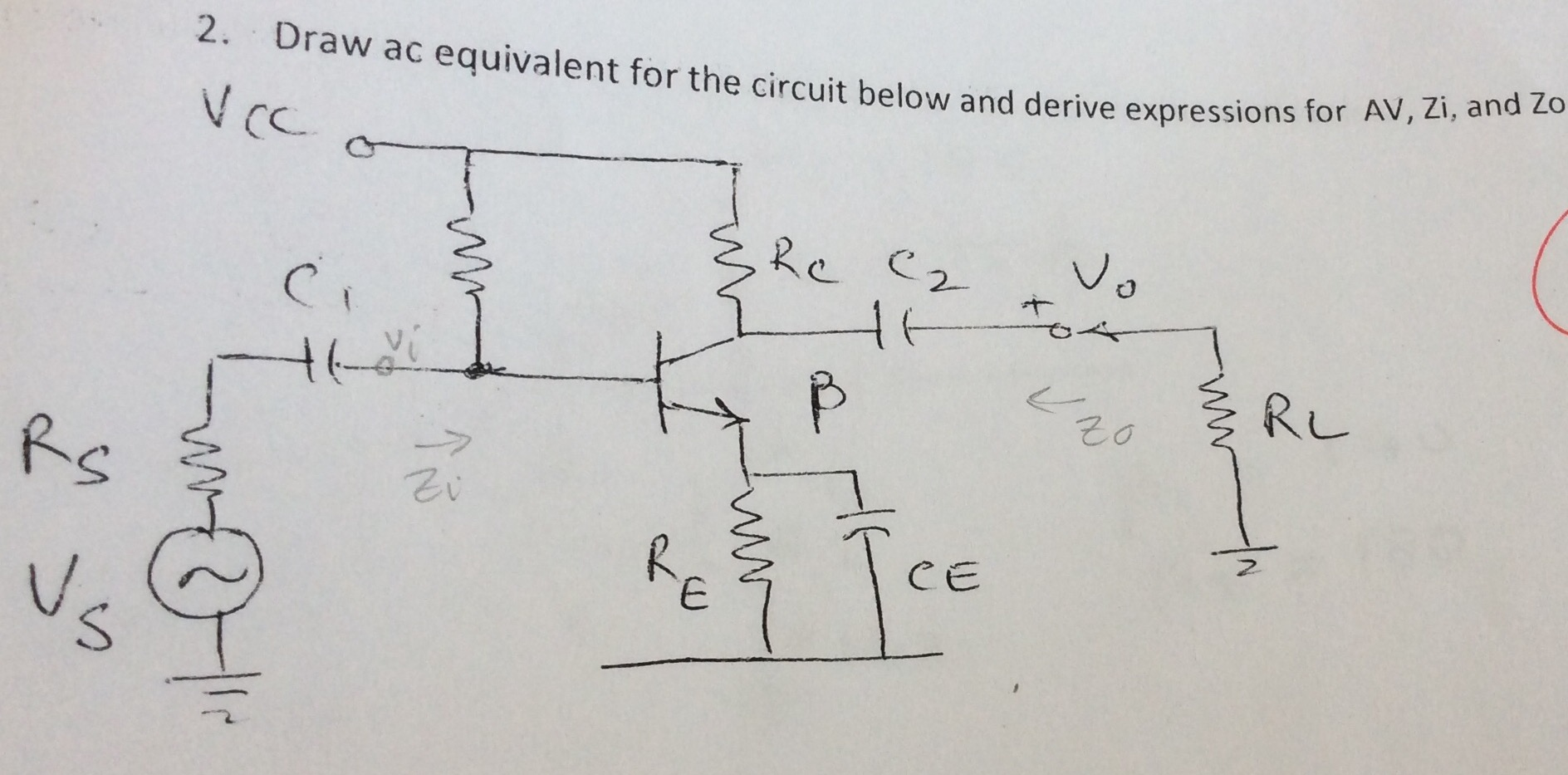 Solved Draw ac equivalent for the circuit below and derive | Chegg.com
