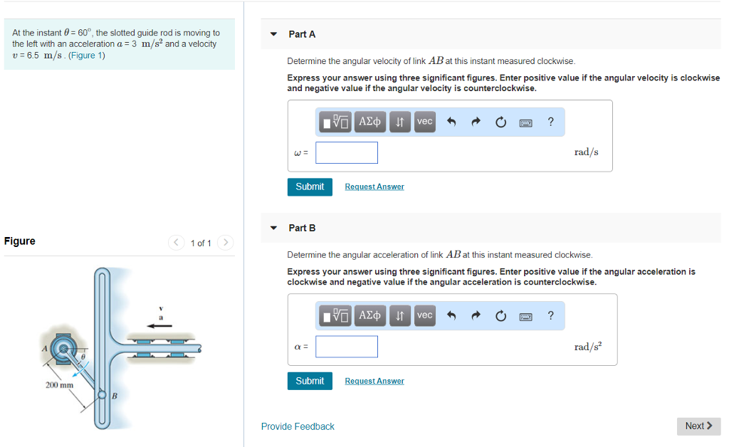 Solved At the instant 60, the slotted guide rod is moving to | Chegg.com