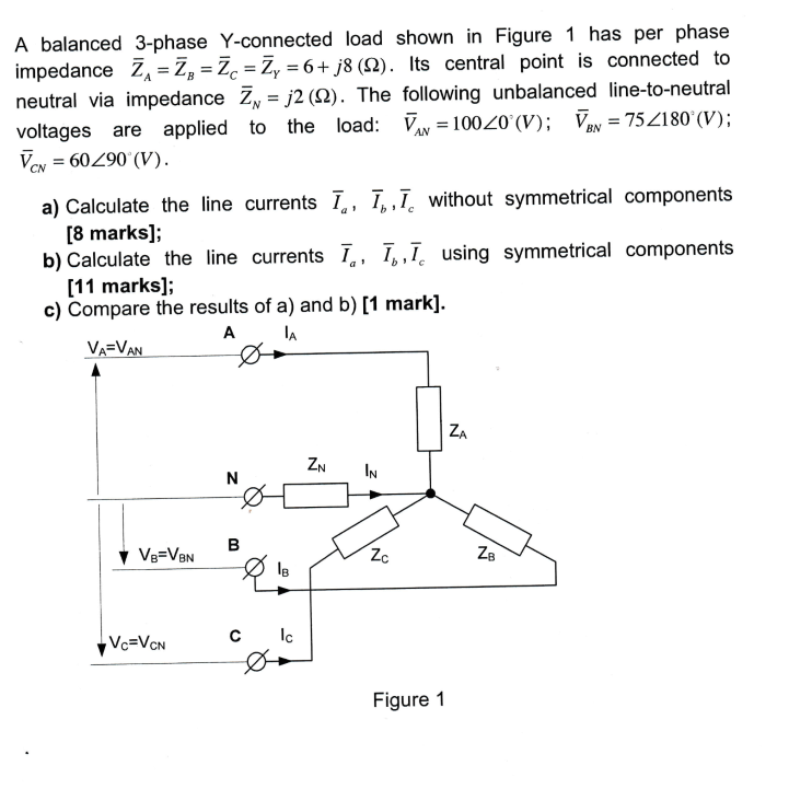 Solved A balanced 3-phase Y-connected load shown in Figure 1 | Chegg.com Solved A balanced 3-phase Y-connected load shown in Figure 1 | Chegg.com