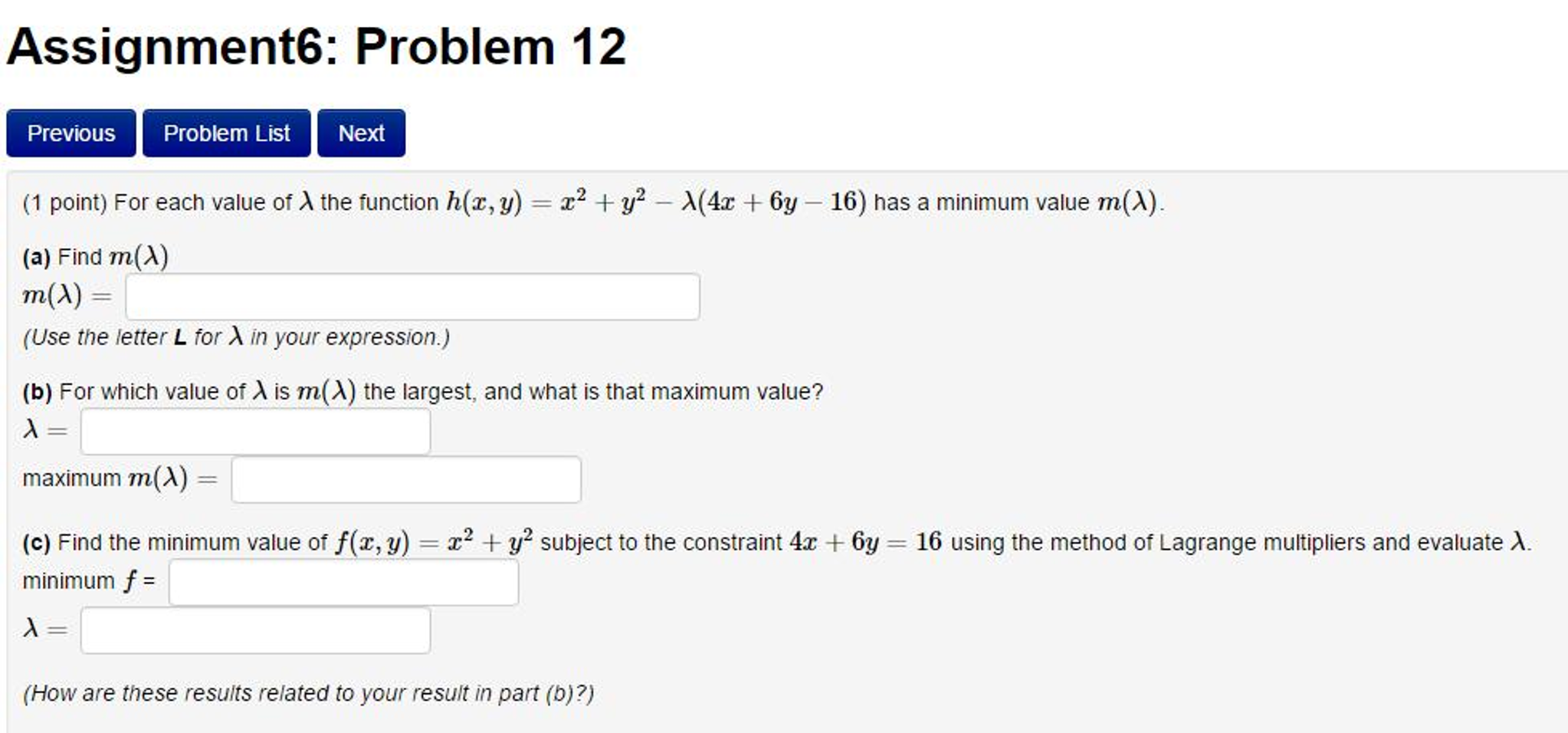 Solved For Each Value Of Lambda The Function H X Y X 2