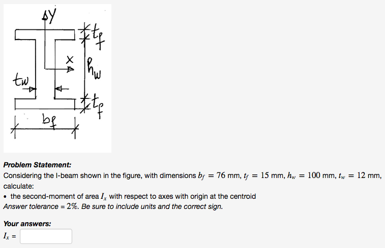 Solved Problem Statement: Considering the I-beam shown in | Chegg.com