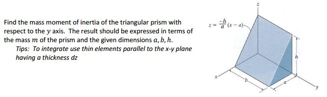 Solved Find the mass moment of inertia of the triangular | Chegg.com