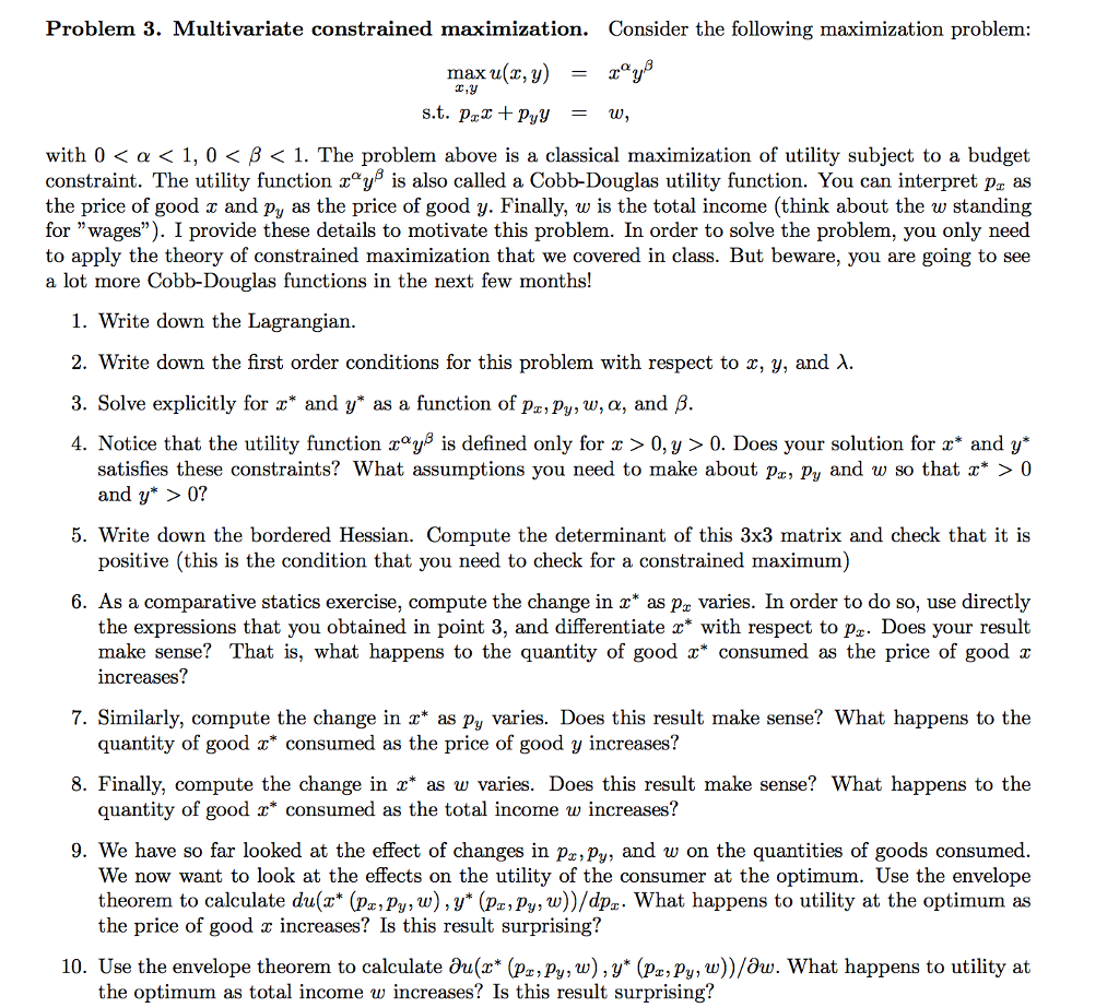 Solved Consider the following maximization problem: max | Chegg.com