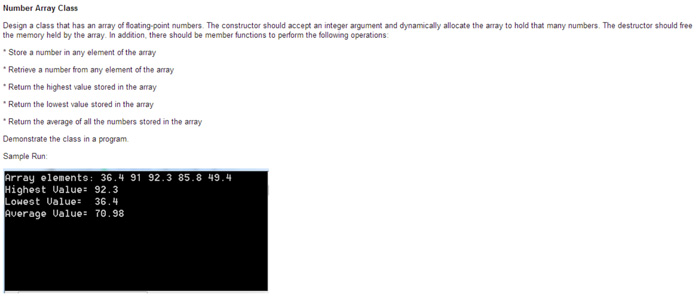 Solved Design a class that has an array of floatmg-pomt | Chegg.com