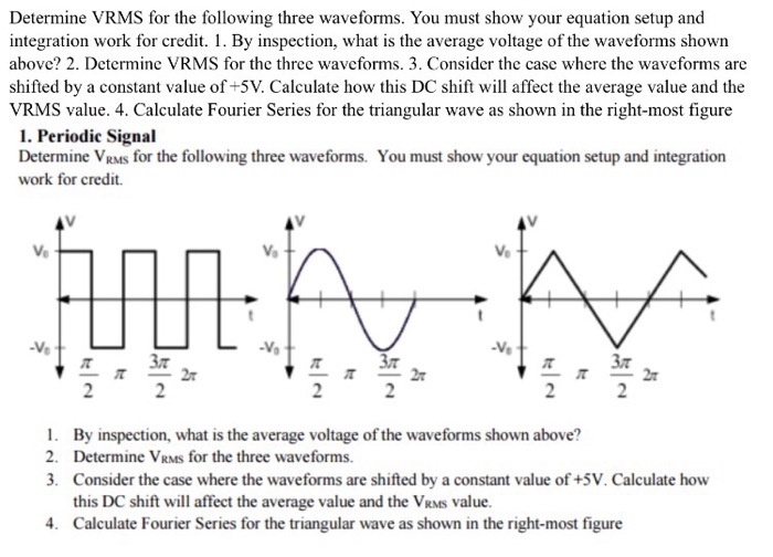 Solved Determine VRMS for the following three waveforms. You | Chegg.com