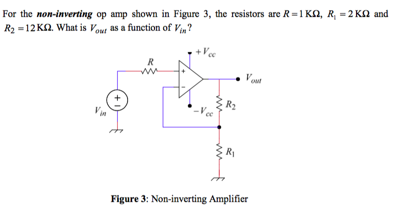 Solved For the non-inverting op amp shown in Figure 3, the | Chegg.com