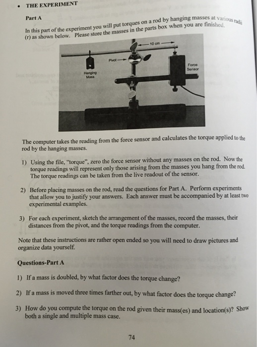 Solved THE EXPERIMENT Part A hanging masses at v this part | Chegg.com