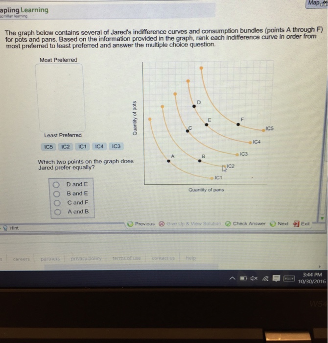 Solved The graph below contains several of Jared's | Chegg.com
