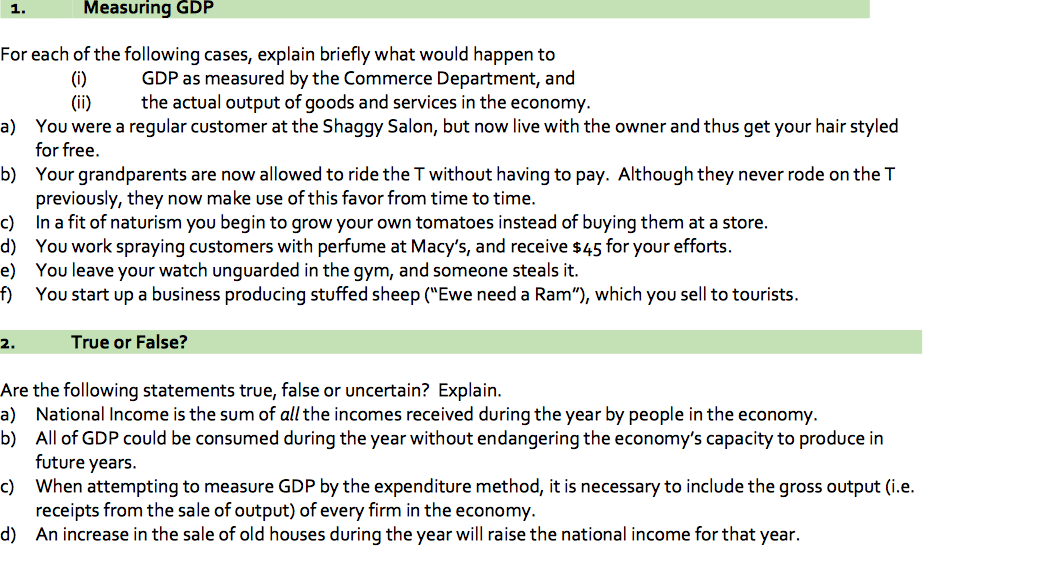 Solved For each of the following cases, explain briefly what | Chegg.com
