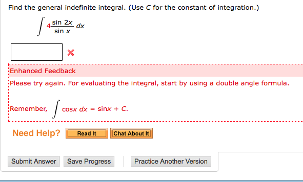Solved Find the general indefinite integral. (Use C for the | Chegg.com