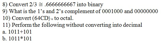 Solved Convert 2/3 6666666667 into binary What is the l's | Chegg.com