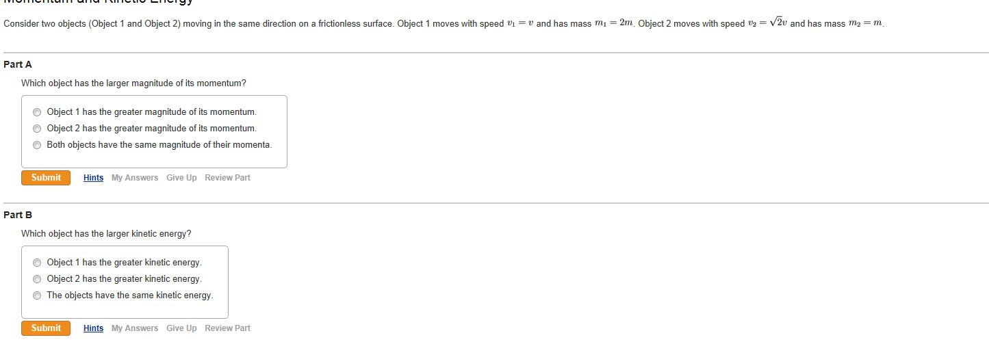Solved Consider Two Objects Object 1 And Object 2 Moving