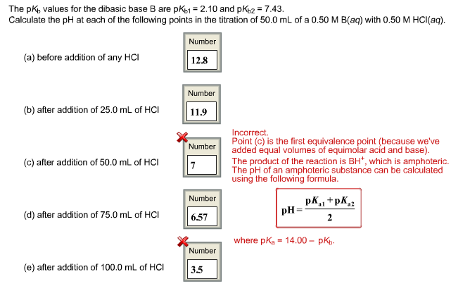 Solved The pKb values for the dibasic base B are pKb1 = 2.10 | Chegg.com