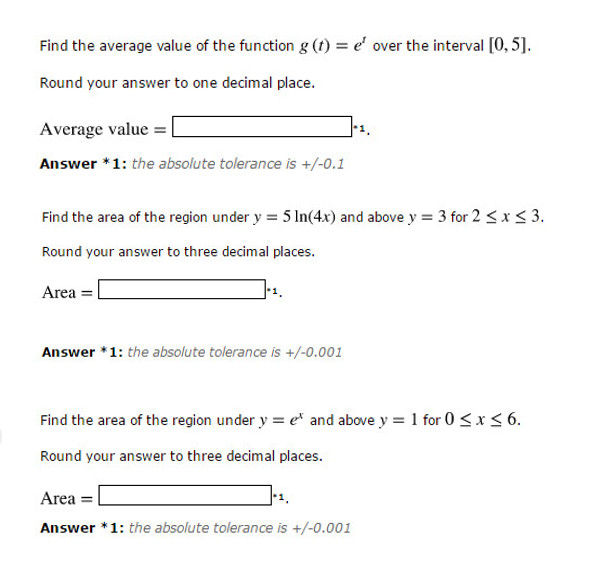 Solved Find the average value of the function g (t) e, over | Chegg.com