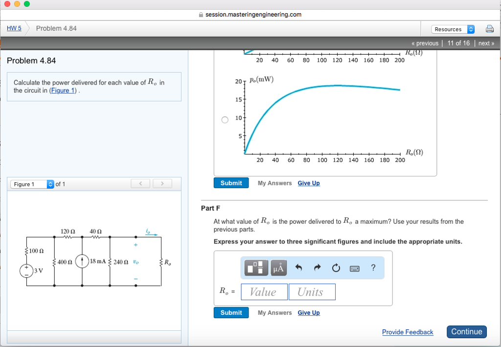 Solved Calculate the power delivered for each value of Ro in | Chegg.com