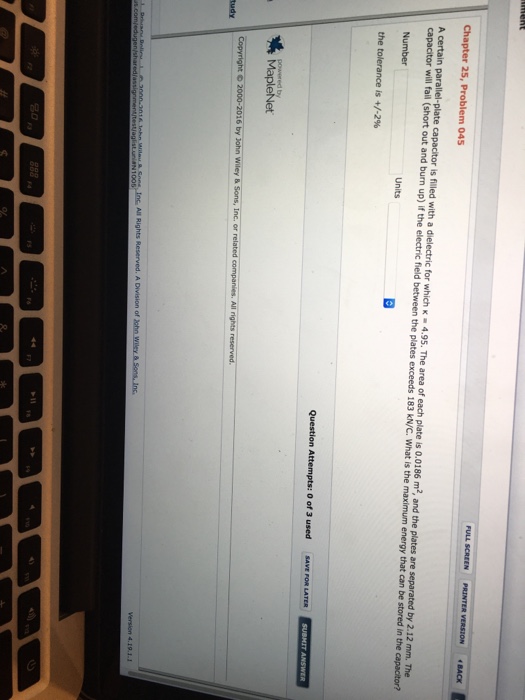 Solved A certain parallel -plate capacitor its fried with a | Chegg.com