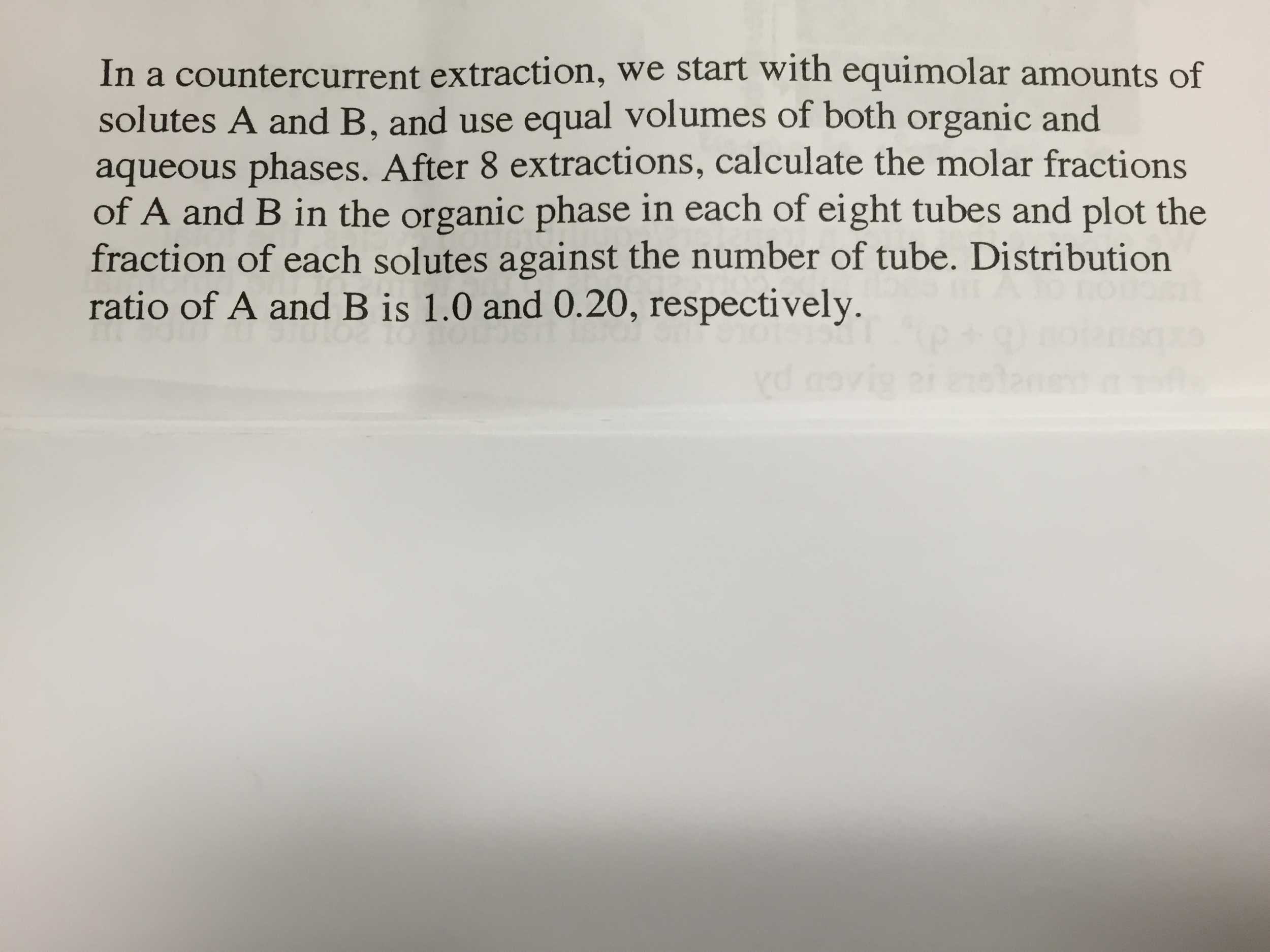 Solved In a countercurrent extraction, we start with | Chegg.com