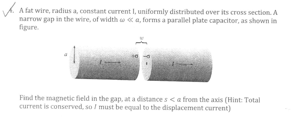 Solved A fat wire, radius a, constant current I, uniformly | Chegg.com
