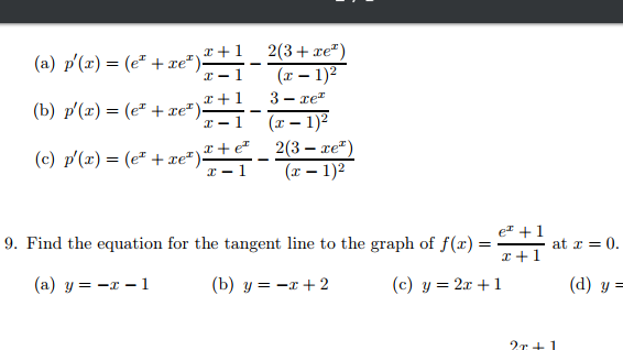 Solved (a) p'(x) = (e^x + xe^x) x + 1/x - 1 - 2(3 + xe^x)/(x | Chegg.com
