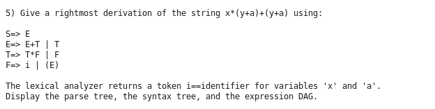 Solved 5) Give a rightmost derivation of the string | Chegg.com
