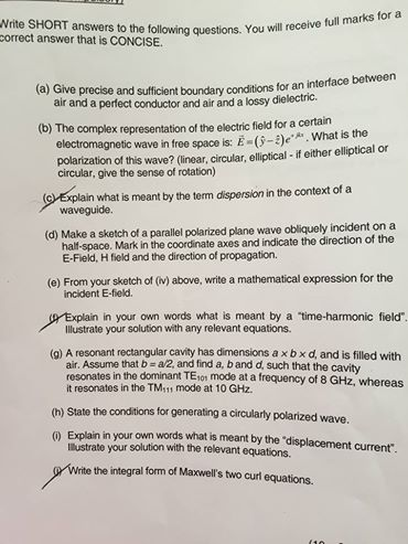 Solved Write Short answers to the following questions. You | Chegg.com