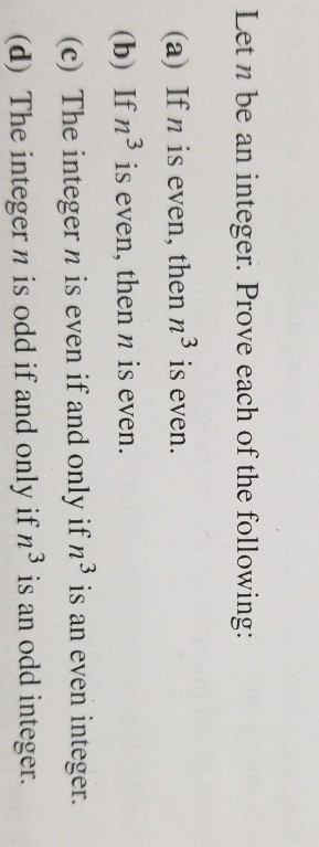 Solved Let n be an integer. Prove each of the following: (a) | Chegg.com