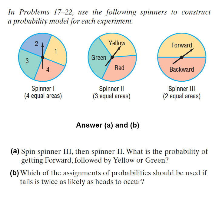 Solved In Problems 17?22, use the following spinners to | Chegg.com