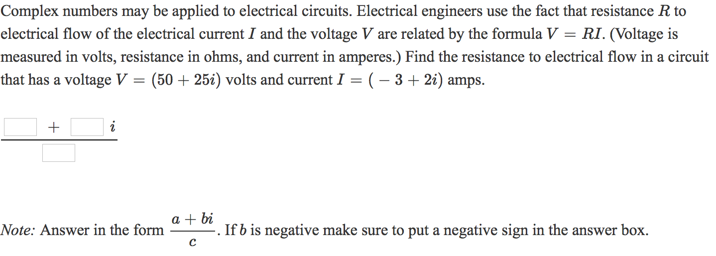 Solved Complex numbers may be applied to electrical | Chegg.com